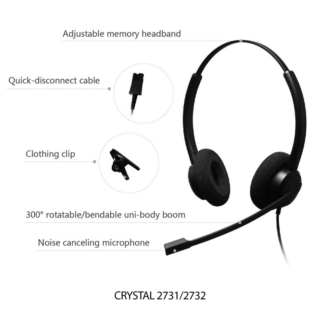 CRYSTAL 2731 3.5mm, Diadema con cancelación de ruido, 3.5mm (Monoaural ...